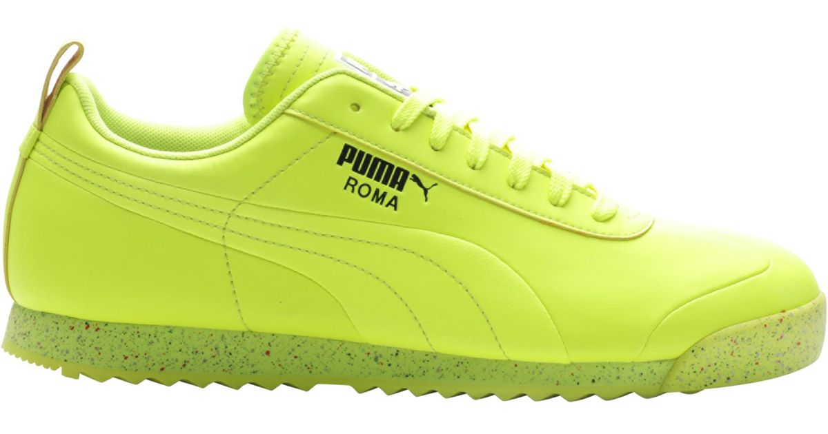 PUMA Leather Roma Speckled - Running Shoes in Yellow for Men | Lyst