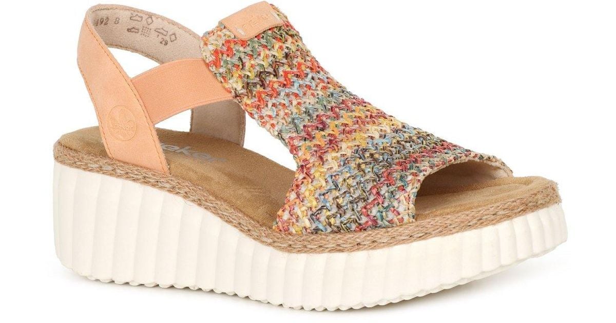 Rieker Puerto Rico Wedge Sandals in Natural | Lyst UK