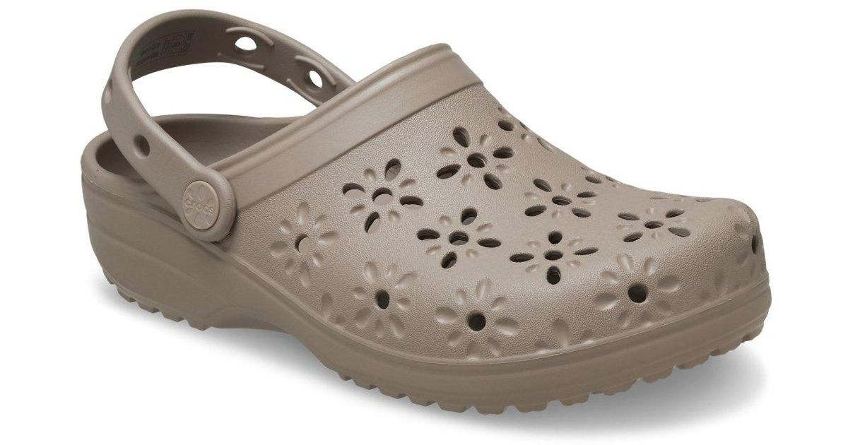 Crocs™ Classic Floral Cut Out Clogs in Grey | Lyst UK