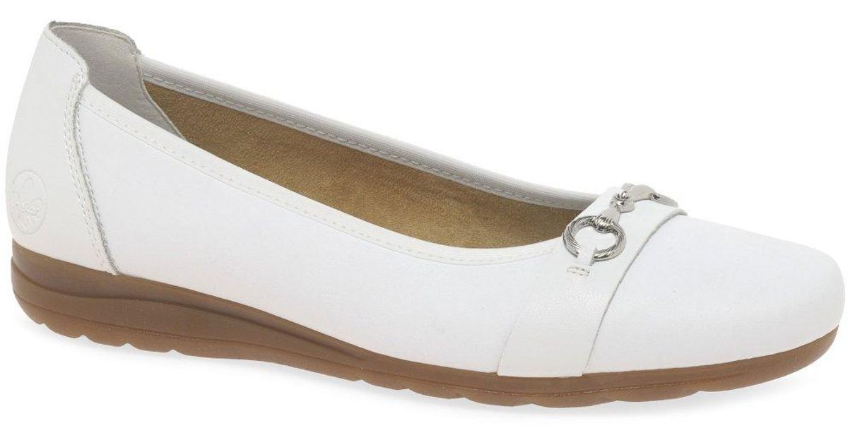 Rieker Snaffle Ballet Pumps in White | Lyst UK