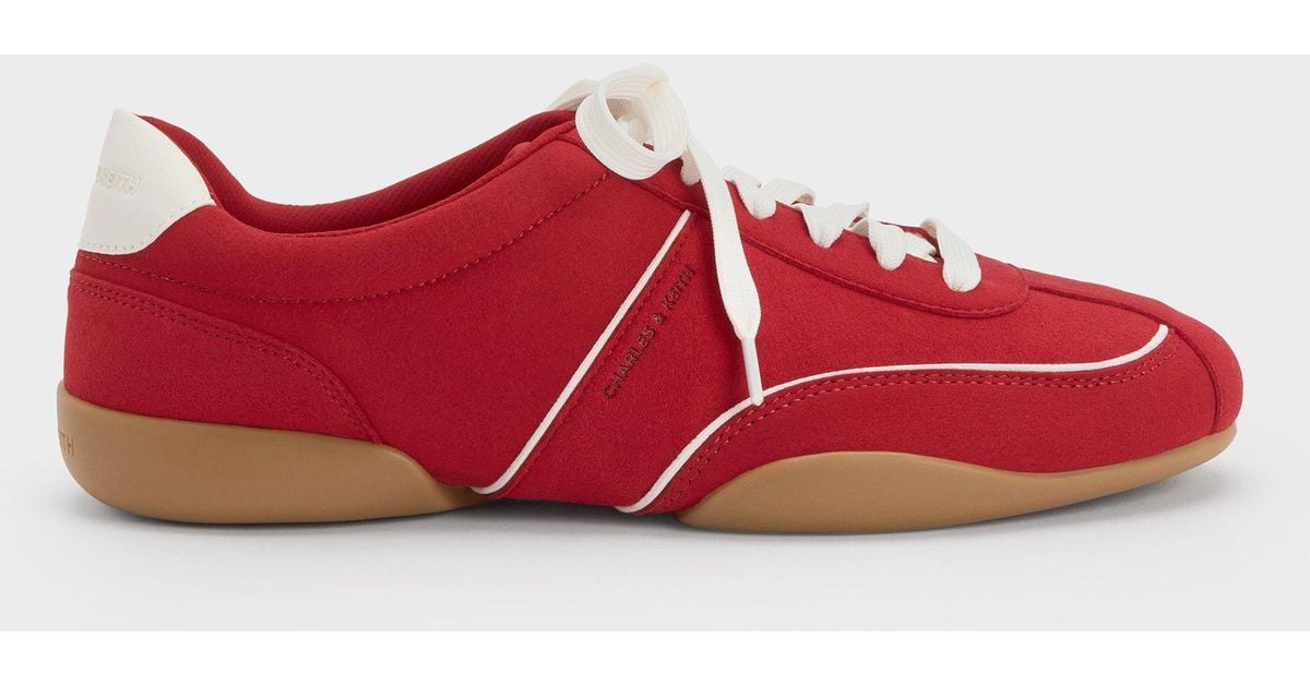 Charles & Keith Louise Contrast-Trim Sneakers in Red | Lyst UK
