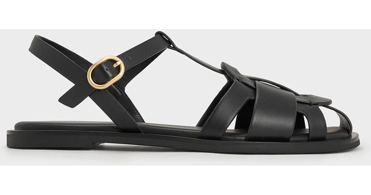 Charles & Keith Easley T-Bar Caged Sandals in Black | Lyst