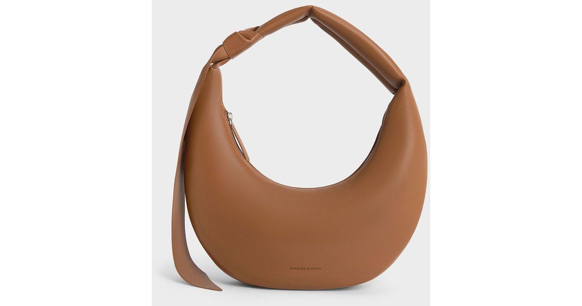 Charles & Keith Mini Toni Knotted Crescent Hobo Bag in White | Lyst