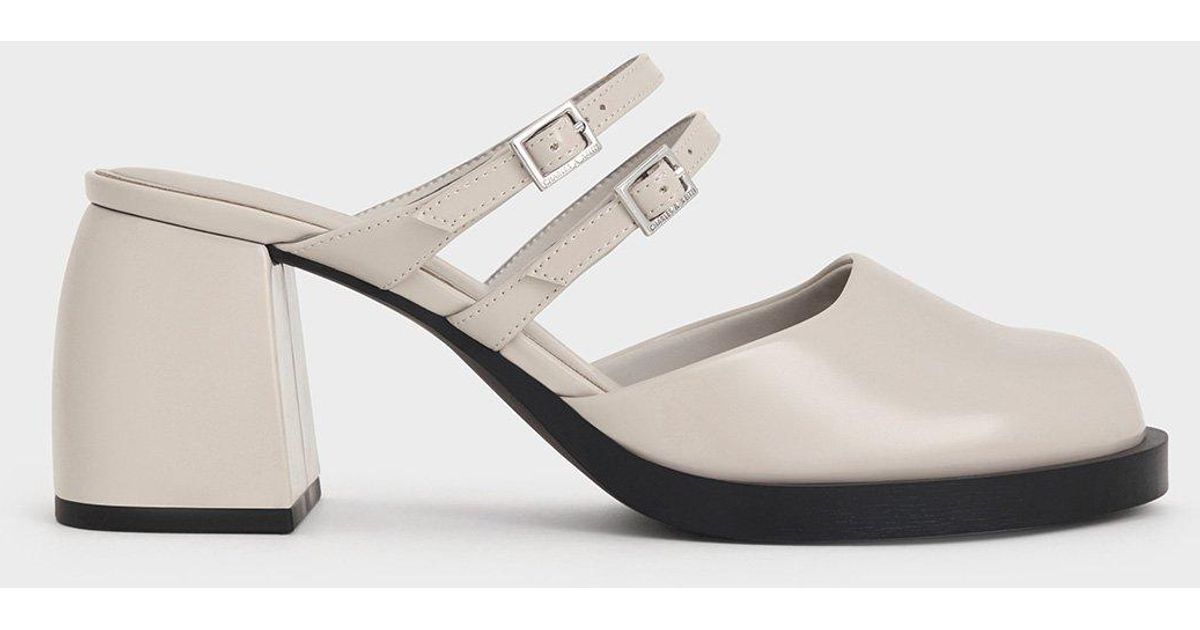 Charles & Keith Double-Strap Platform Mules in White | Lyst UK