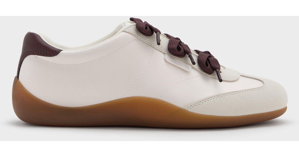 Charles & Keith Satin Textured Contrast-Panel Triple-Bow Sneakers | Lyst