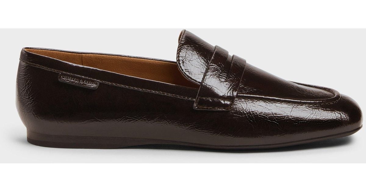 Charles & Keith Crinkle-Effect Penny Loafers in Brown | Lyst UK