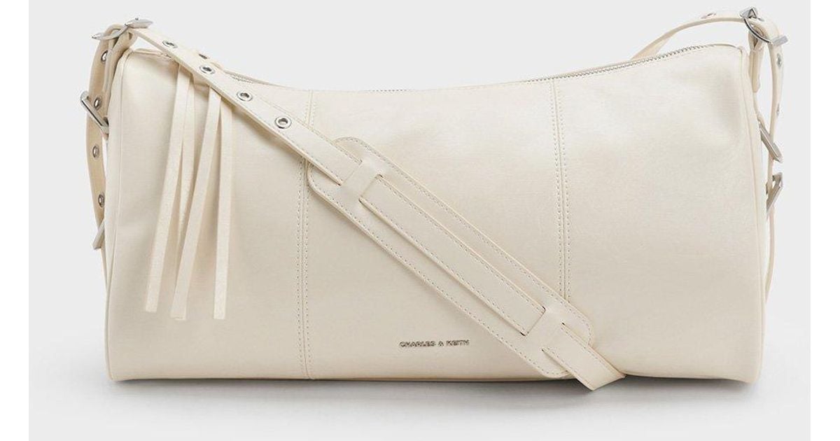 Charles & Keith Bryna Panelled Grommet-Strap Crossbody Bag in White | Lyst