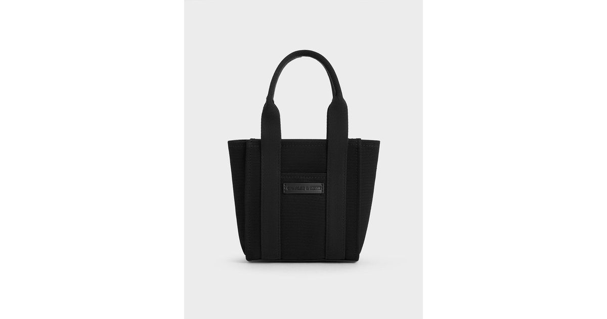 Charles & Keith Mini Kay Canvas Tote Bag in Black | Lyst