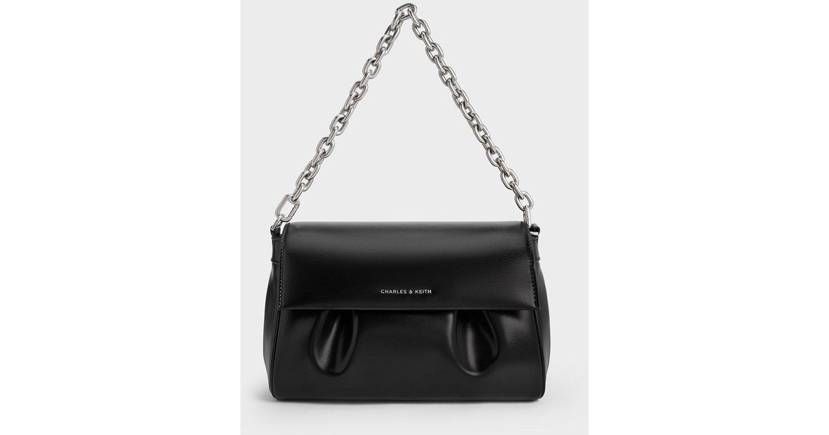 Charles & Keith Calla Front Flap Chain-handle Bag in Black | Lyst UK