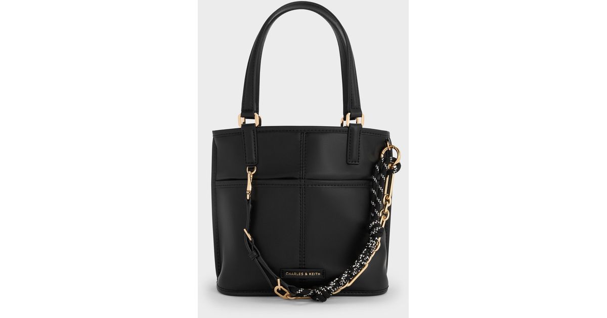 Charles & Keith Addison Knotted-Rope Reversible Tote Bag in Black | Lyst