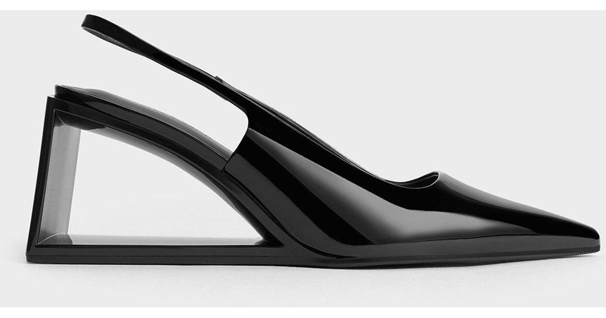 Charles & Keith Xeli Triangle-heel Slingback Pumps in Natural | Lyst