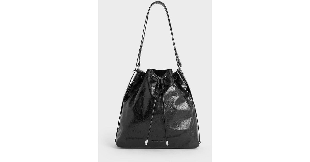 Charles & Keith Neva Two-way Bucket Bag in Black | Lyst