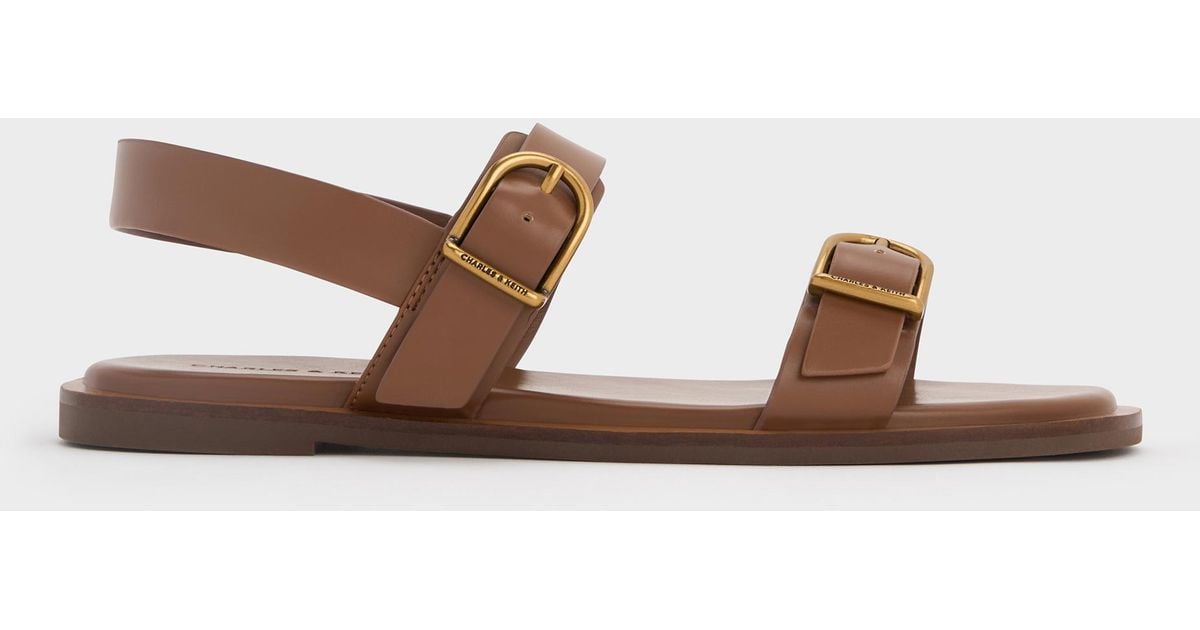 Charles & Keith Double Buckle-Strap Slingback Sandals in White | Lyst