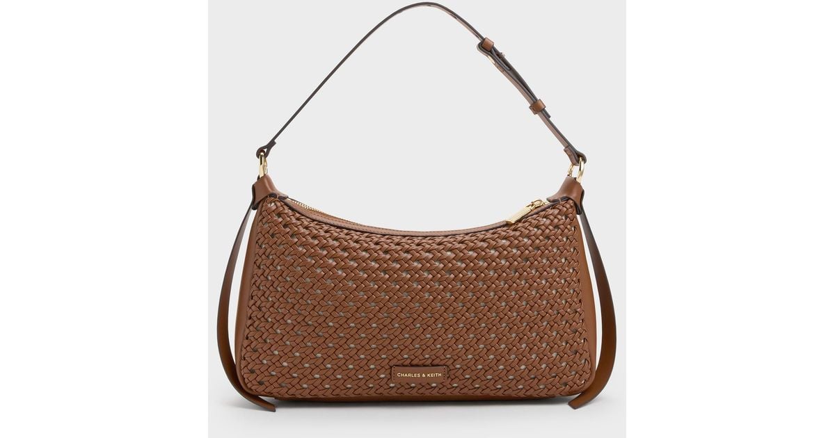 Charles & Keith Calla Woven Shoulder Bag in Brown | Lyst