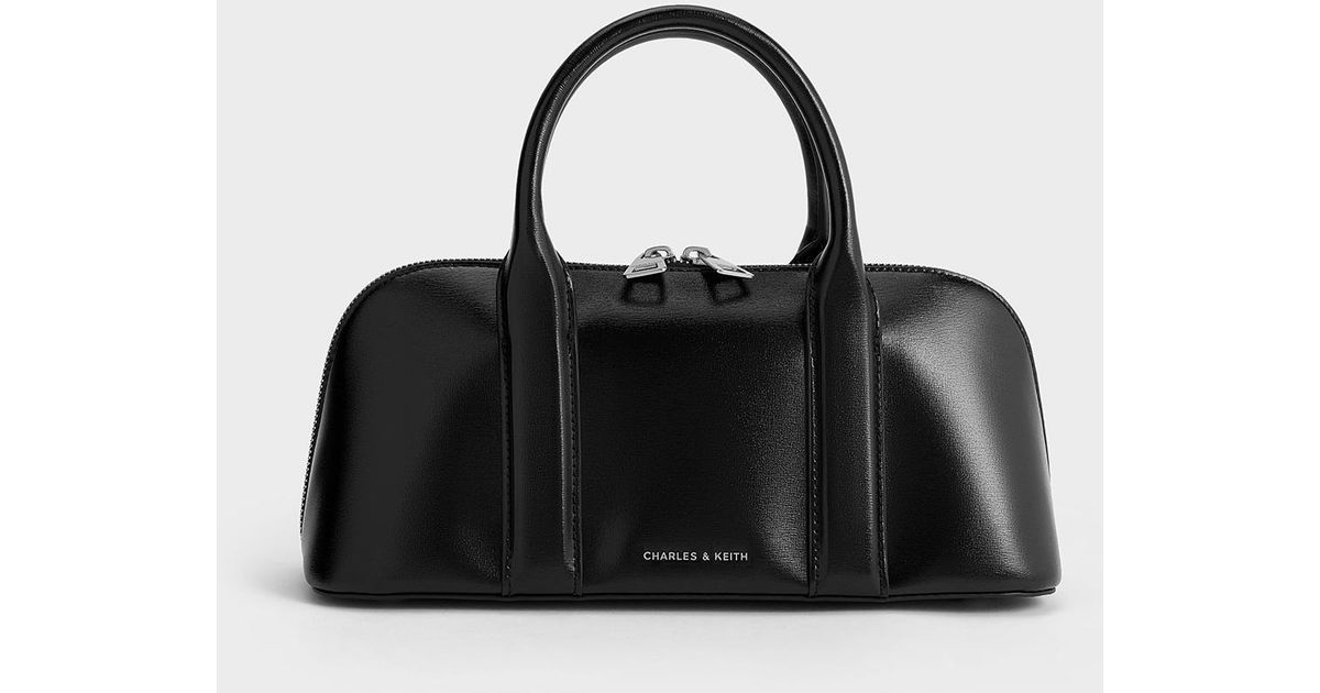 Charles & Keith Axel Elongated Bowling Bag in Black | Lyst
