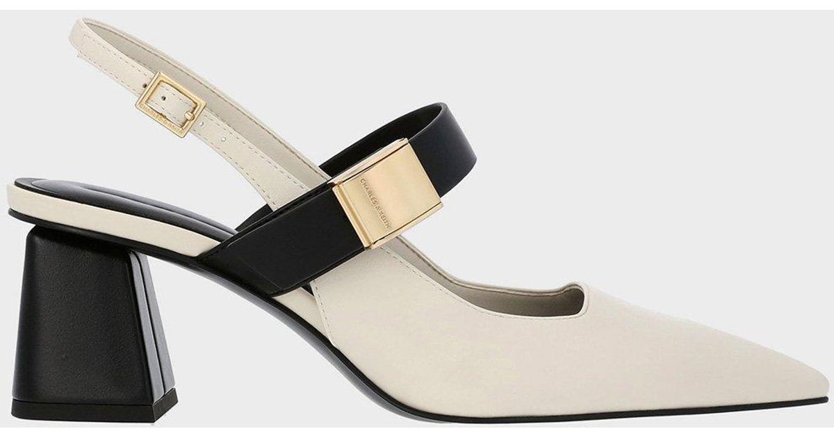 Charles & Keith Yvette Mary Jane Slingback Pumps in White | Lyst