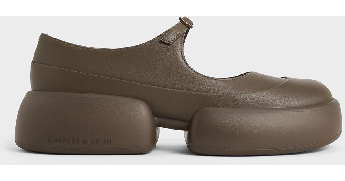 Charles & Keith Jamie Sculptural Platform Mary Janes in Brown | Lyst