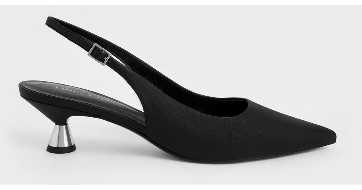 Charles & Keith Spool Heel Slingback Pumps in Black | Lyst