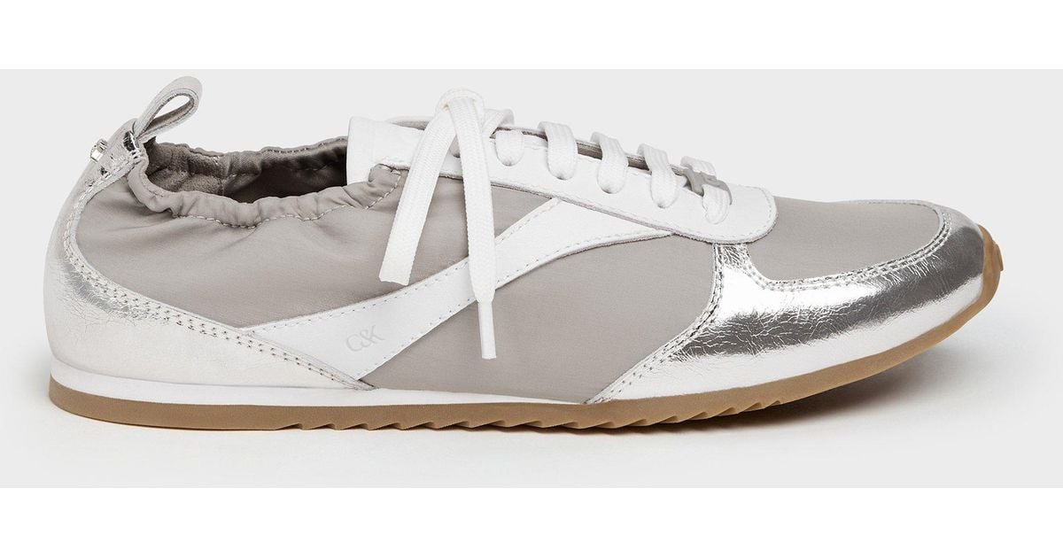 Charles & Keith Jace Recycled Leather Metallic Sneakers in White | Lyst UK