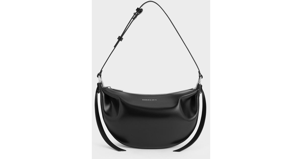 Charles & Keith Calla Half-moon Bag in Black | Lyst