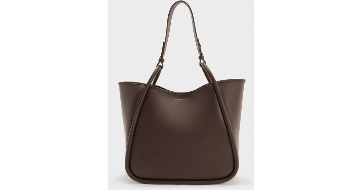 Charles & Keith Lyla Tubular Slouchy Tote Bag in Brown | Lyst