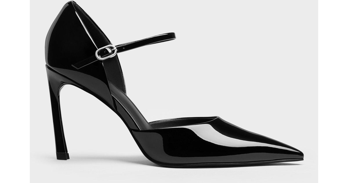 Charles & Keith Patent Pointed D'Orsay Stiletto Pumps in Black | Lyst UK