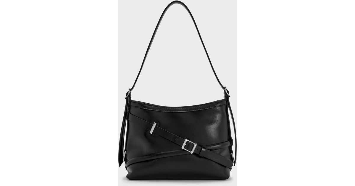 Charles & Keith Bryna Buckled-Strap Crossbody Bag in Black | Lyst UK