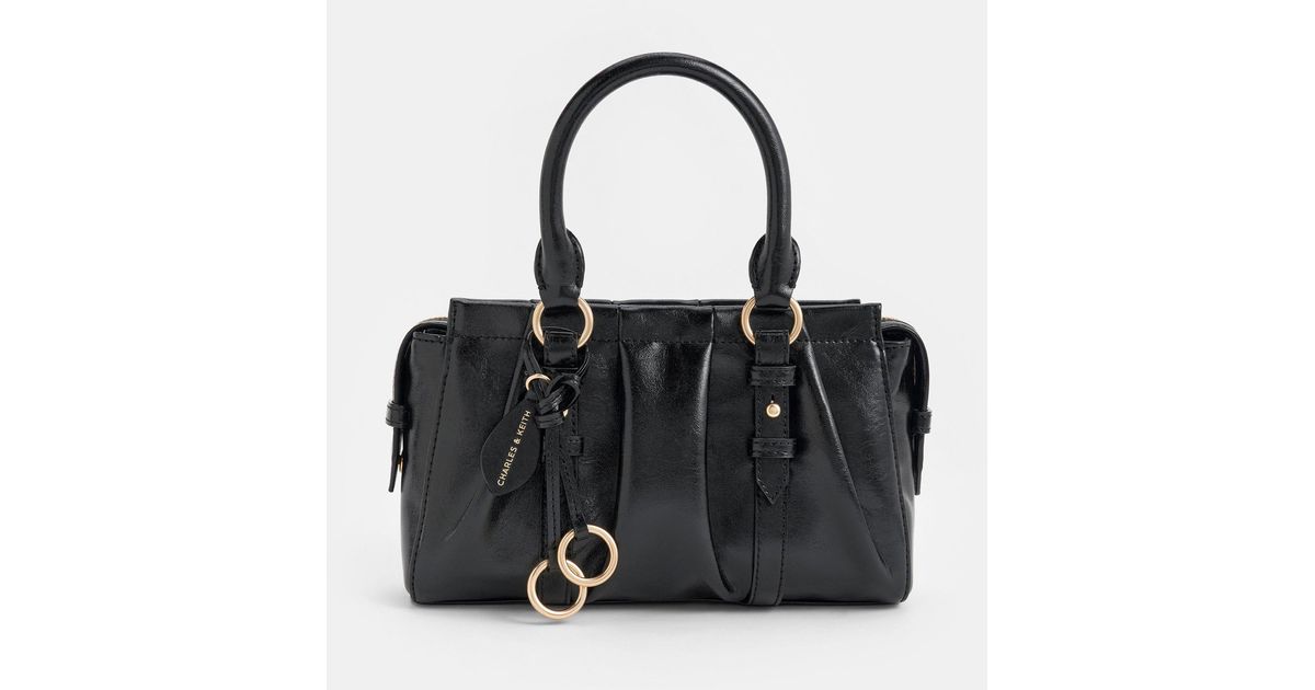 Charles & Keith Britton Top Handle Tote Bag in Black | Lyst