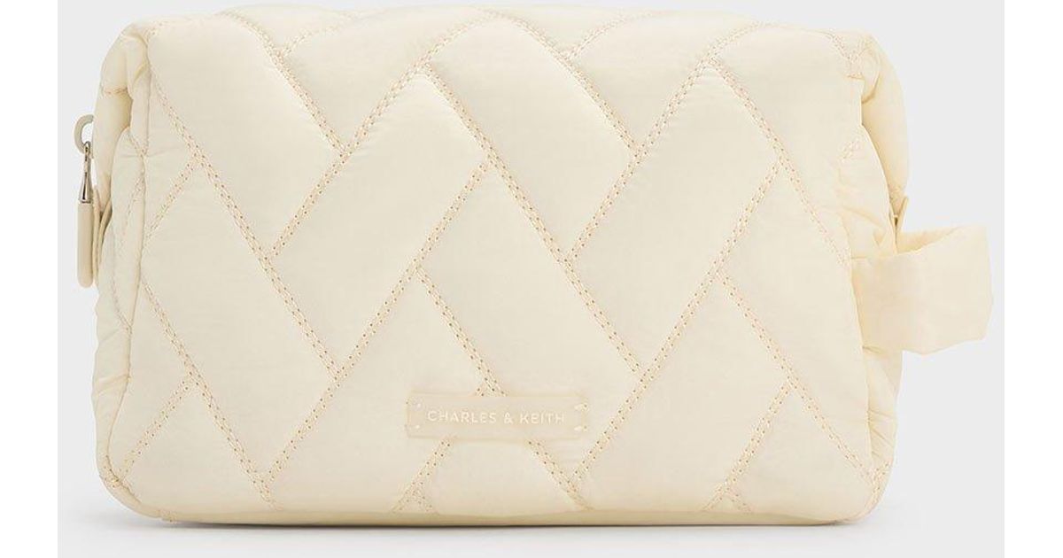 Charles & Keith Nylon Chevron Pouch in Natural | Lyst UK