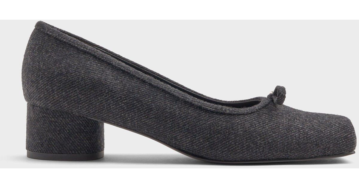 Charles & Keith Felt Bow Square-Toe Pumps in Gray | Lyst