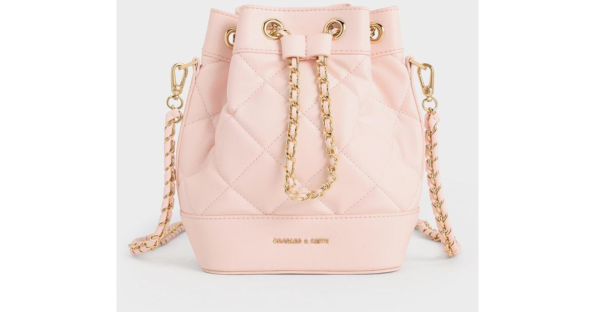 Charles & Keith Julia Quilted Two-way Bucket Bag in Pink | Lyst UK