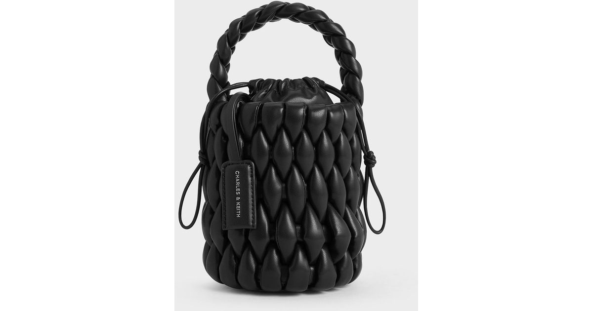 Charles & Keith Bia Woven Bucket Bag in Black | Lyst