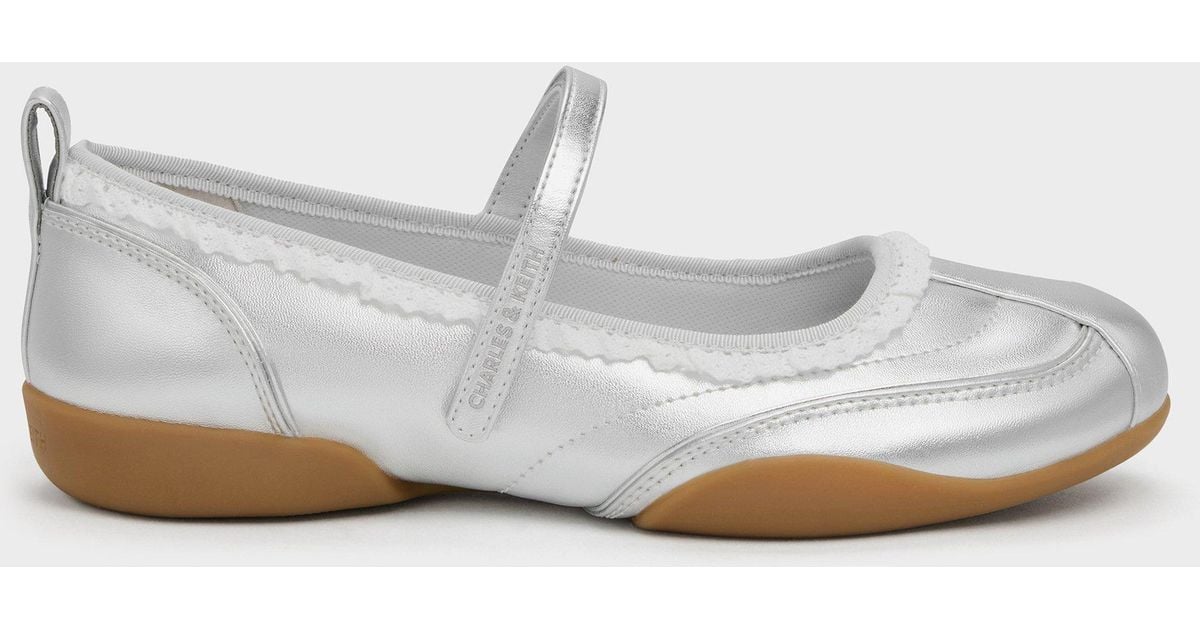 Charles & Keith Louise Lace-Trim Mary Jane Sneakers in White | Lyst UK