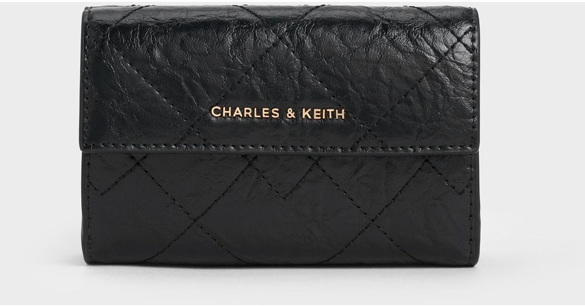 Charles & Keith Duo Quilted Fold-over Wallet in Black | Lyst UK