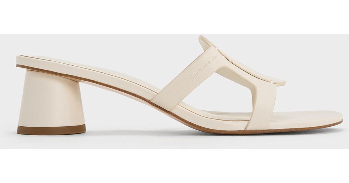 Charles & Keith Easley Cut-out Heeled Sandals in Natural | Lyst