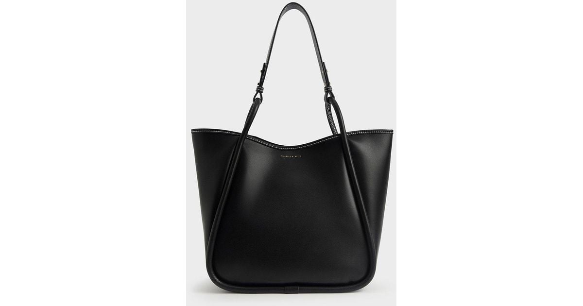 Charles & Keith Lyla Tubular Slouchy Tote Bag in Black | Lyst