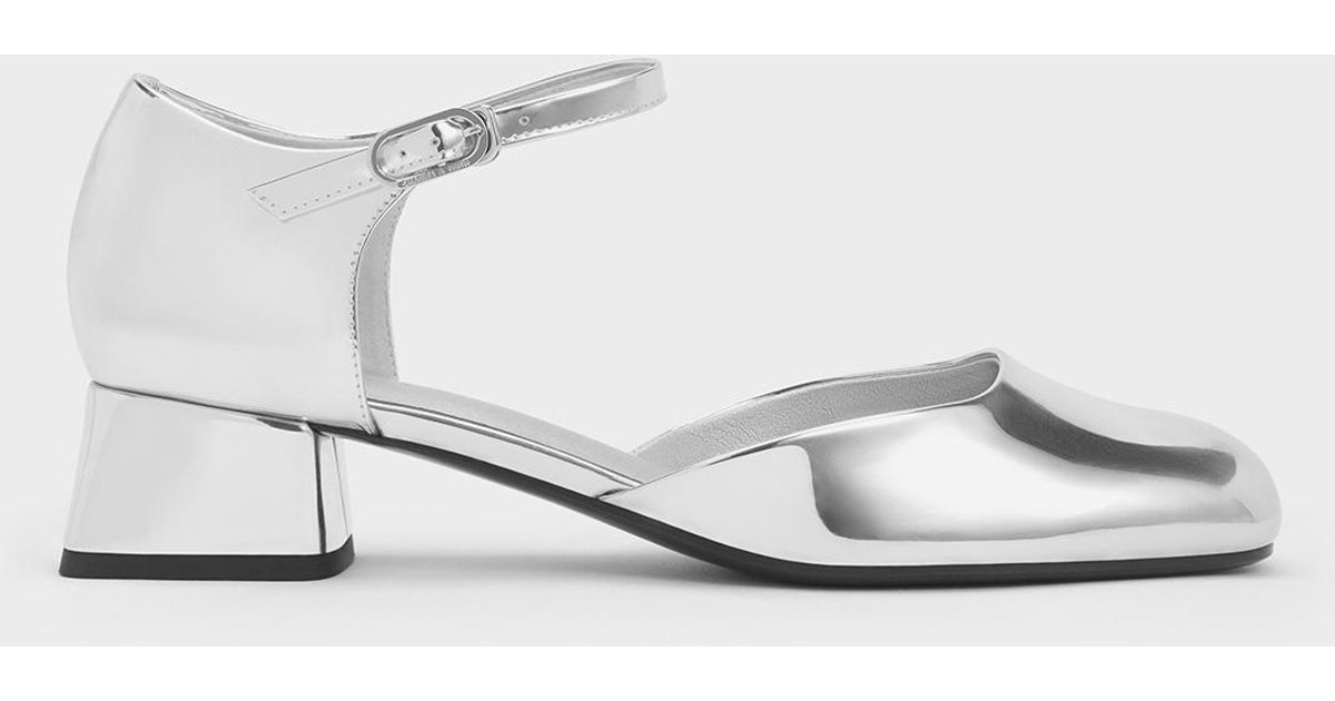 Charles & Keith Metallic D'Orsay Ankle-Strap Pumps in White | Lyst