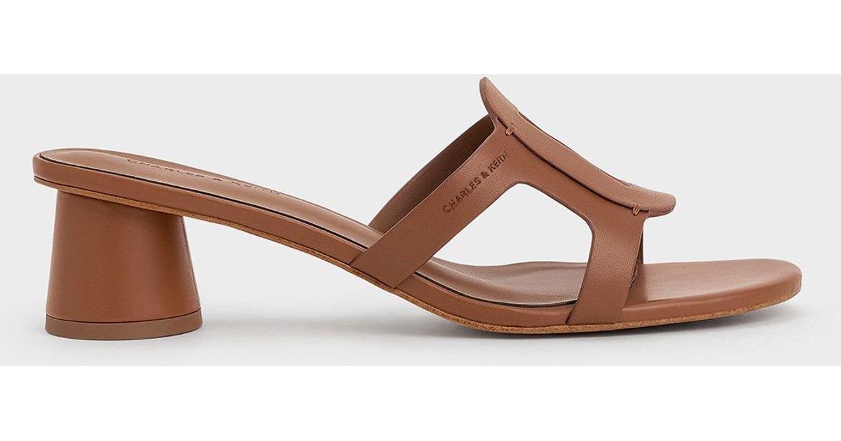 Charles & Keith Easley Cut-Out Heeled Sandals in Brown | Lyst