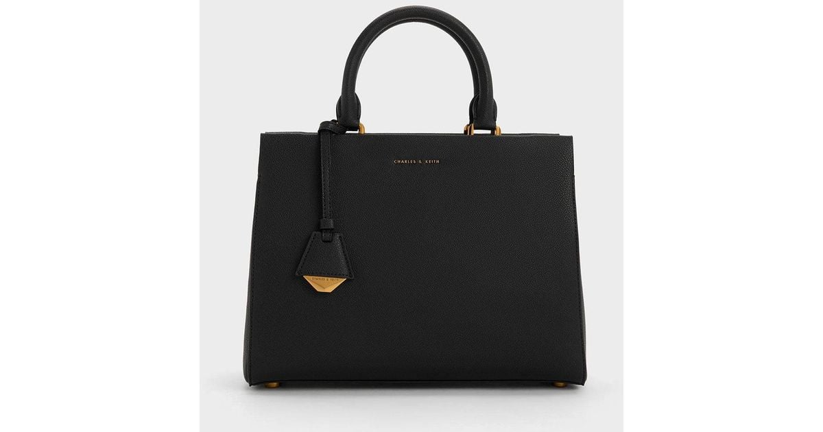 Charles & Keith Mirabelle Structured Top Handle Bag in Black | Lyst