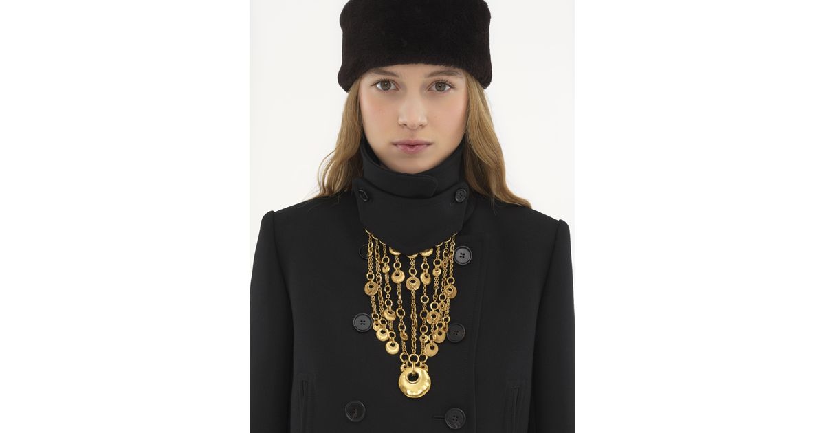 Chloé Tailored Pea Coat In Wool Gabardine in Black | Lyst