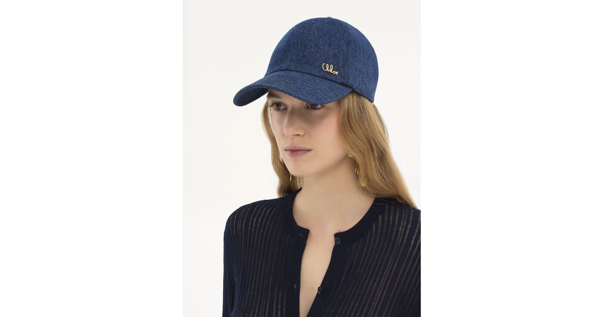 Chloé The Chloé Iconic Cap In Denim in Blue | Lyst
