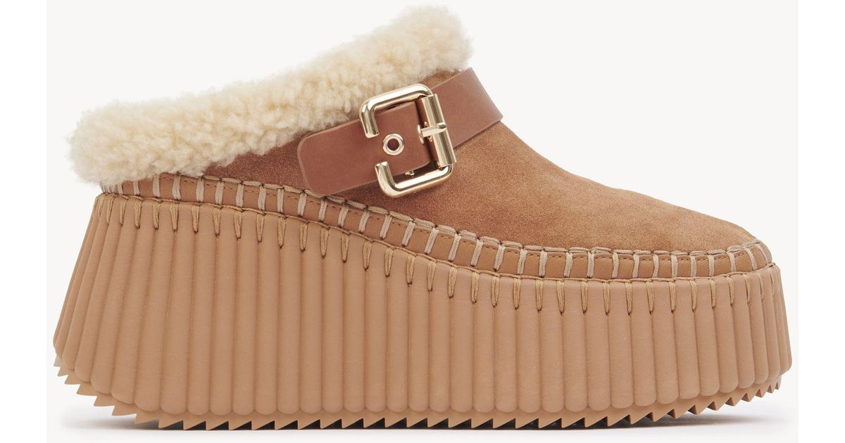 Chloé Nama Wedge Mule 100% Bovine Leather in Brown | Lyst