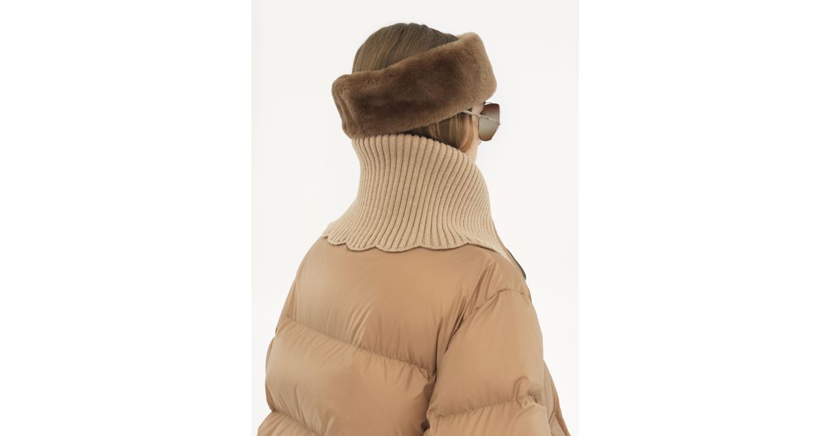 Chloé High-neck Puffer Jacket In Shiny Nylon in Brown | Lyst