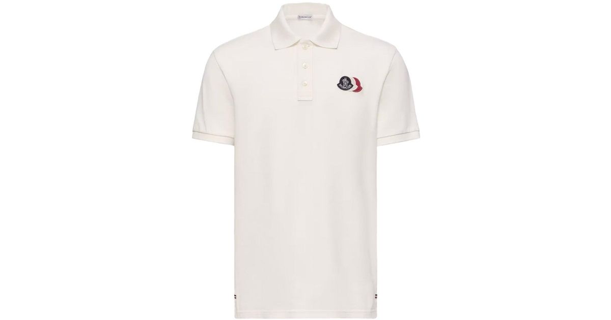 Moncler Triple Logo Polo in White for Men | Lyst UK