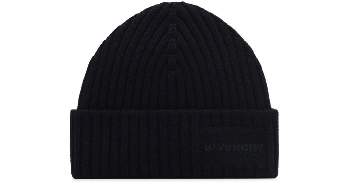 Givenchy Ribbed Wool Beanie in Black for Men | Lyst UK