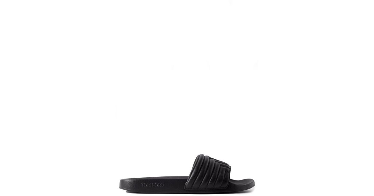 Tom Ford Harris Leather Quilited Sliders in Black for Men | Lyst UK