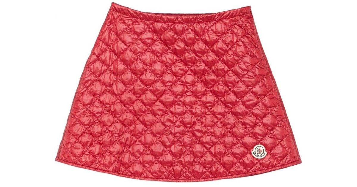 Moncler Quilted Skirt in Red | Lyst UK
