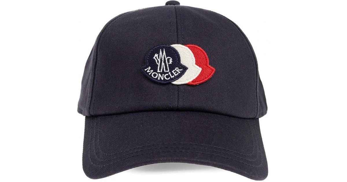 Moncler Triple Logo Cap in Blue for Men | Lyst UK