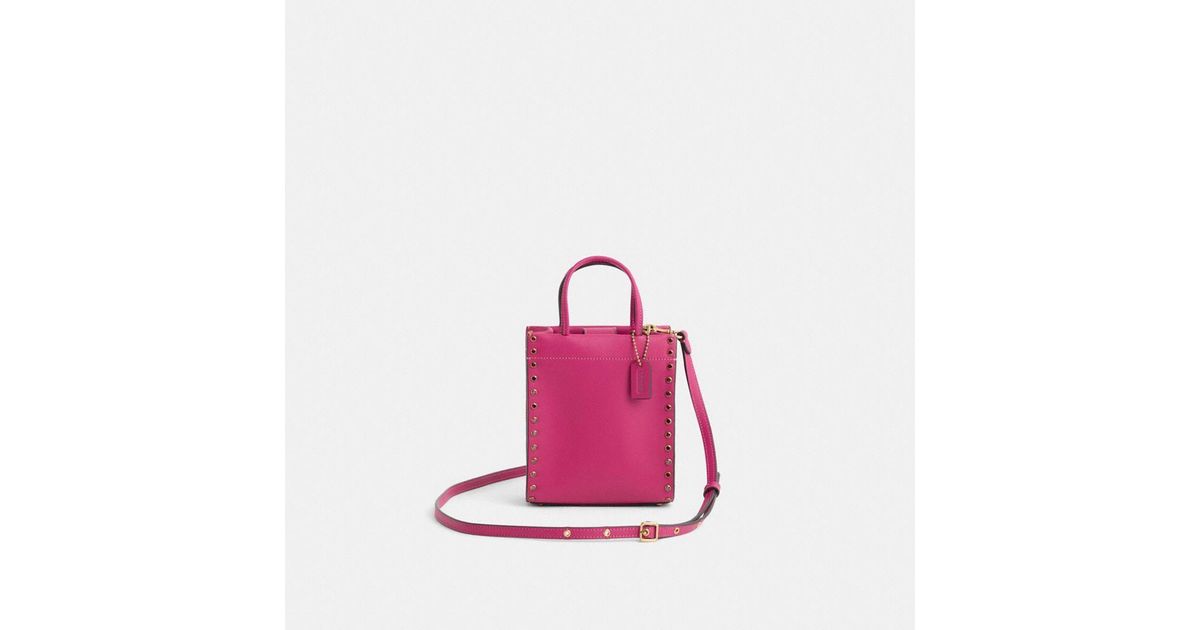COACH Restored Mini Cashin Tote With Crystal Rivets in Pink | Lyst