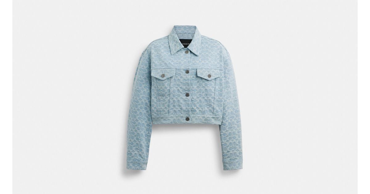 COACH Cropped Jacquard Denim Jacket in Black | Lyst UK